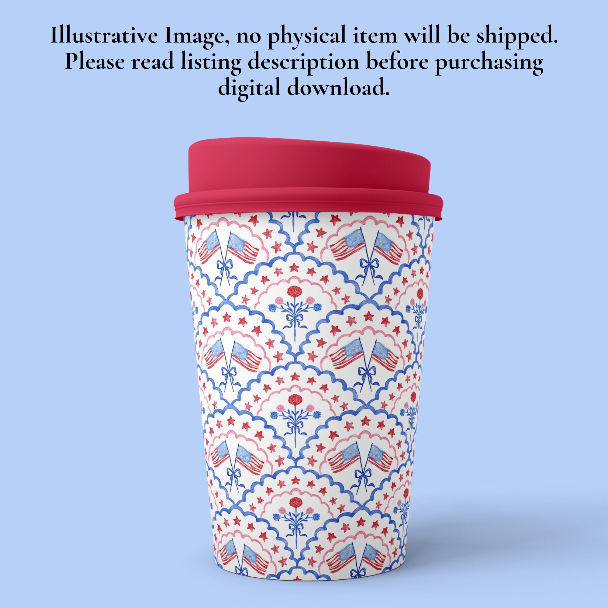 Red White and Blue Scalloped Seamless Repeating Pattern, USA Flag and ...