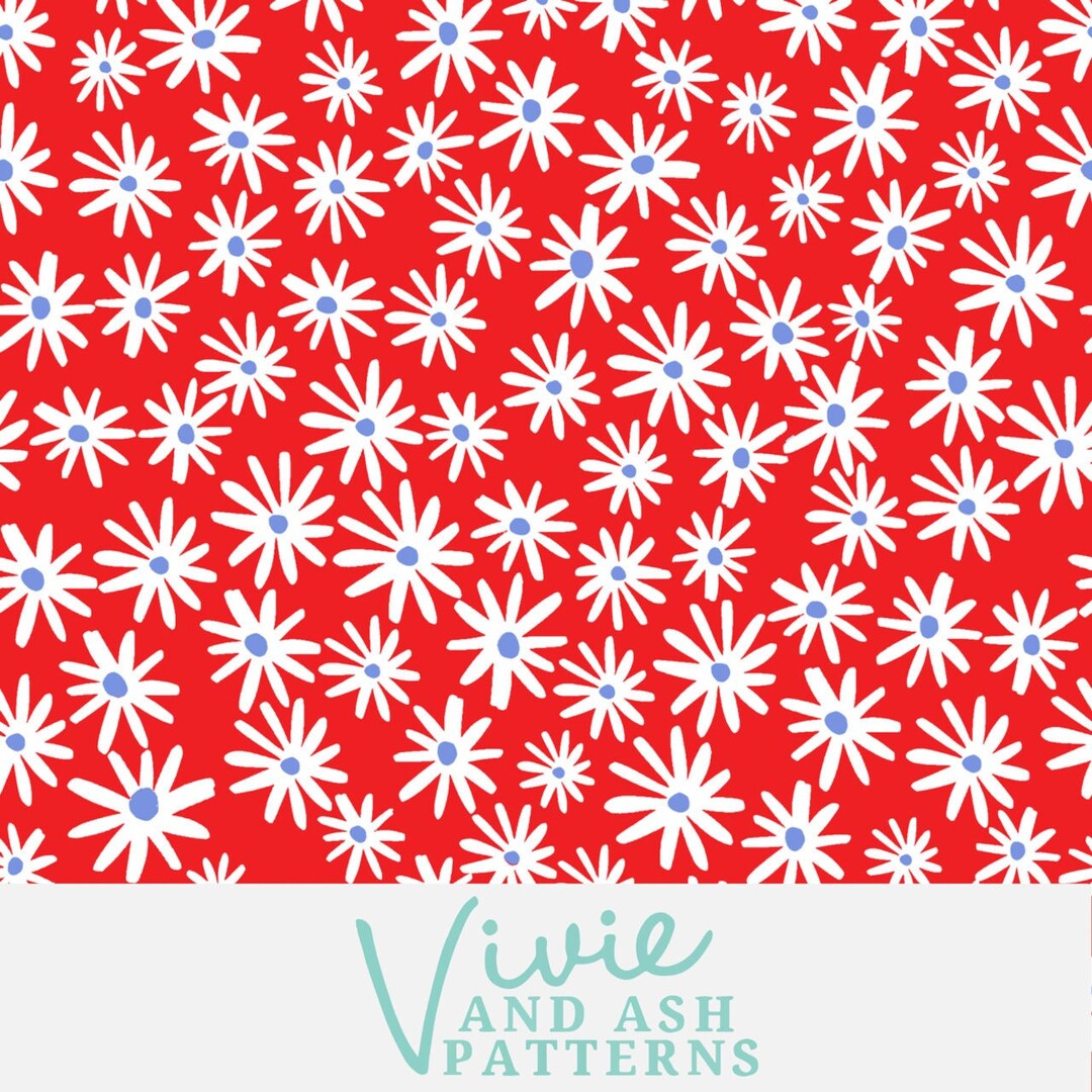 Red Daisies Seamless Repeat Pattern, Summer Seamless Pattern, Daisy ...