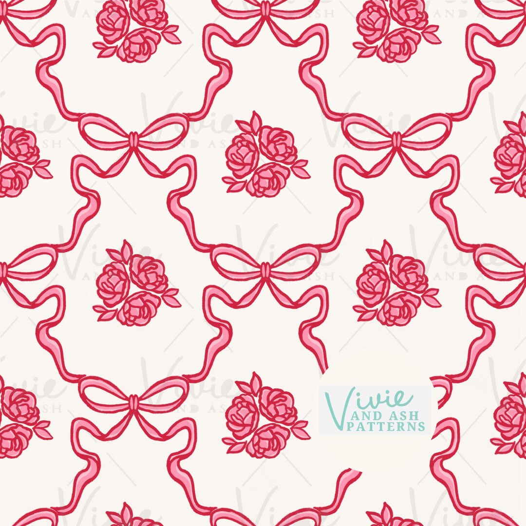 Pink and Red Rose Bow Trellis Seamless Repeating Pattern, Valentine ...