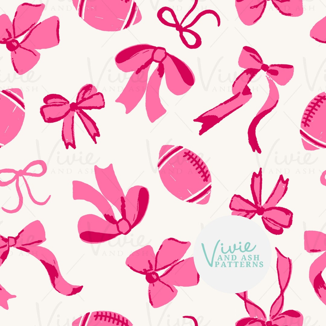 Pink Bows and Footballs Seamless Repeating Pattern, Bow Pattern File ...