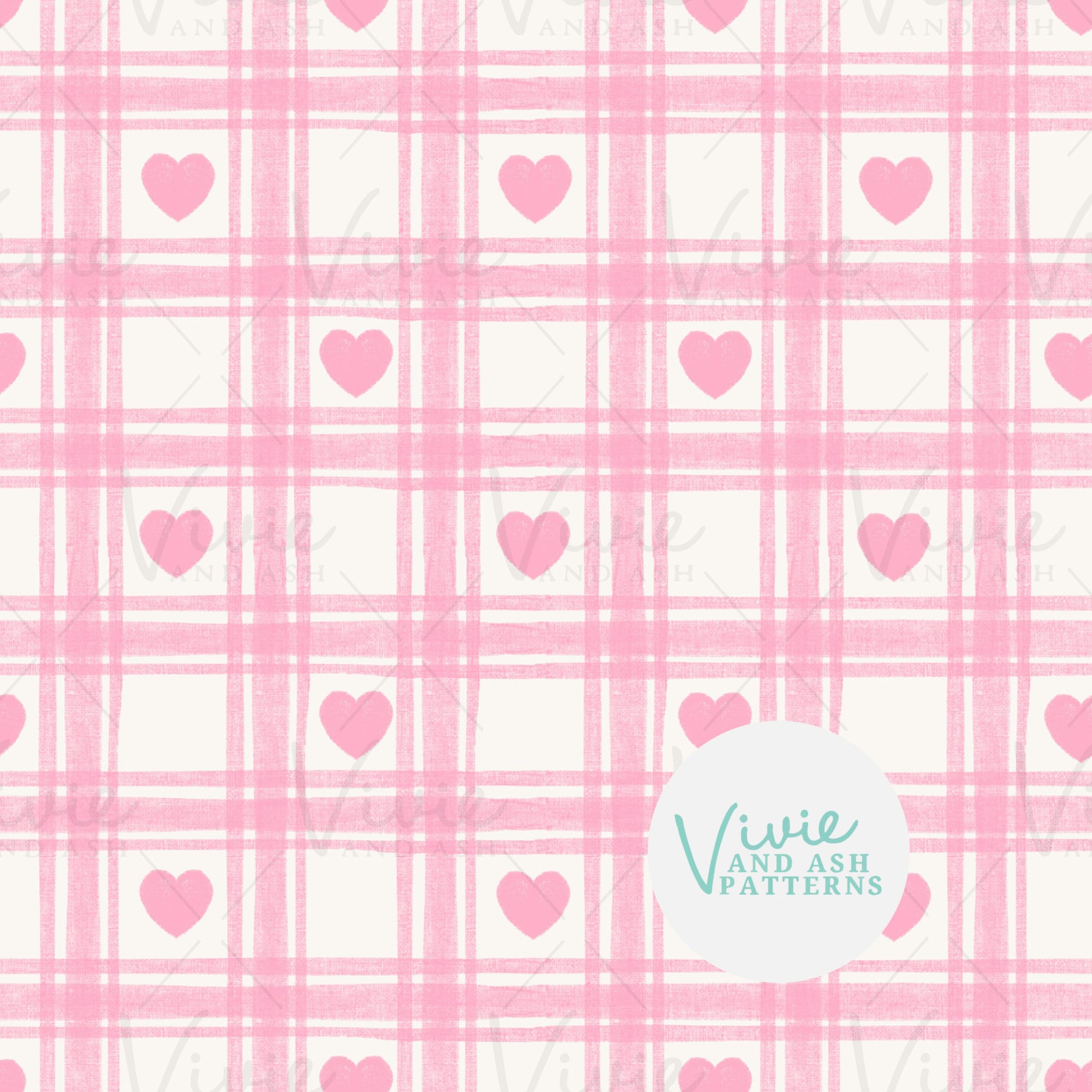 Pink Heart Valentine Gingham Seamless Repeating Pattern, Valentine ...
