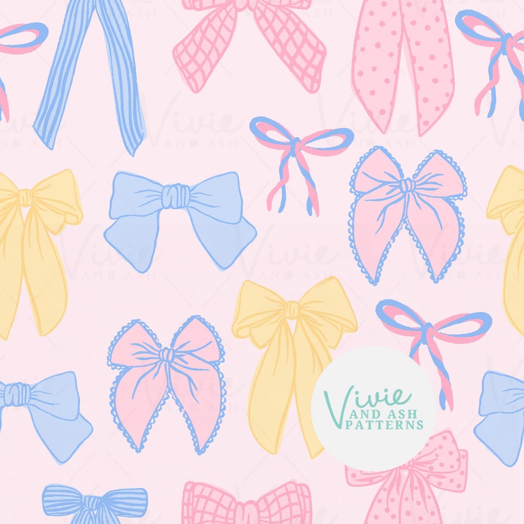 Spring Pastel Bows Pink Seamless Repeating Pattern, Easter Bow Pattern ...