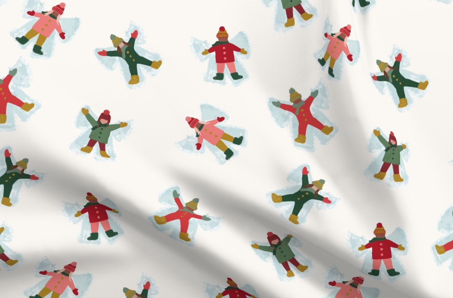 Snow Angel Seamless Pattern, Cute Christmas Repeat, Winter Holiday Snow ...