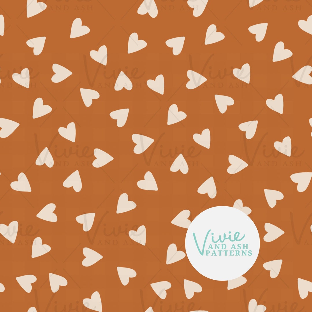 Rust Valentine Scattered Hearts Seamless Repeating Pattern - Etsy