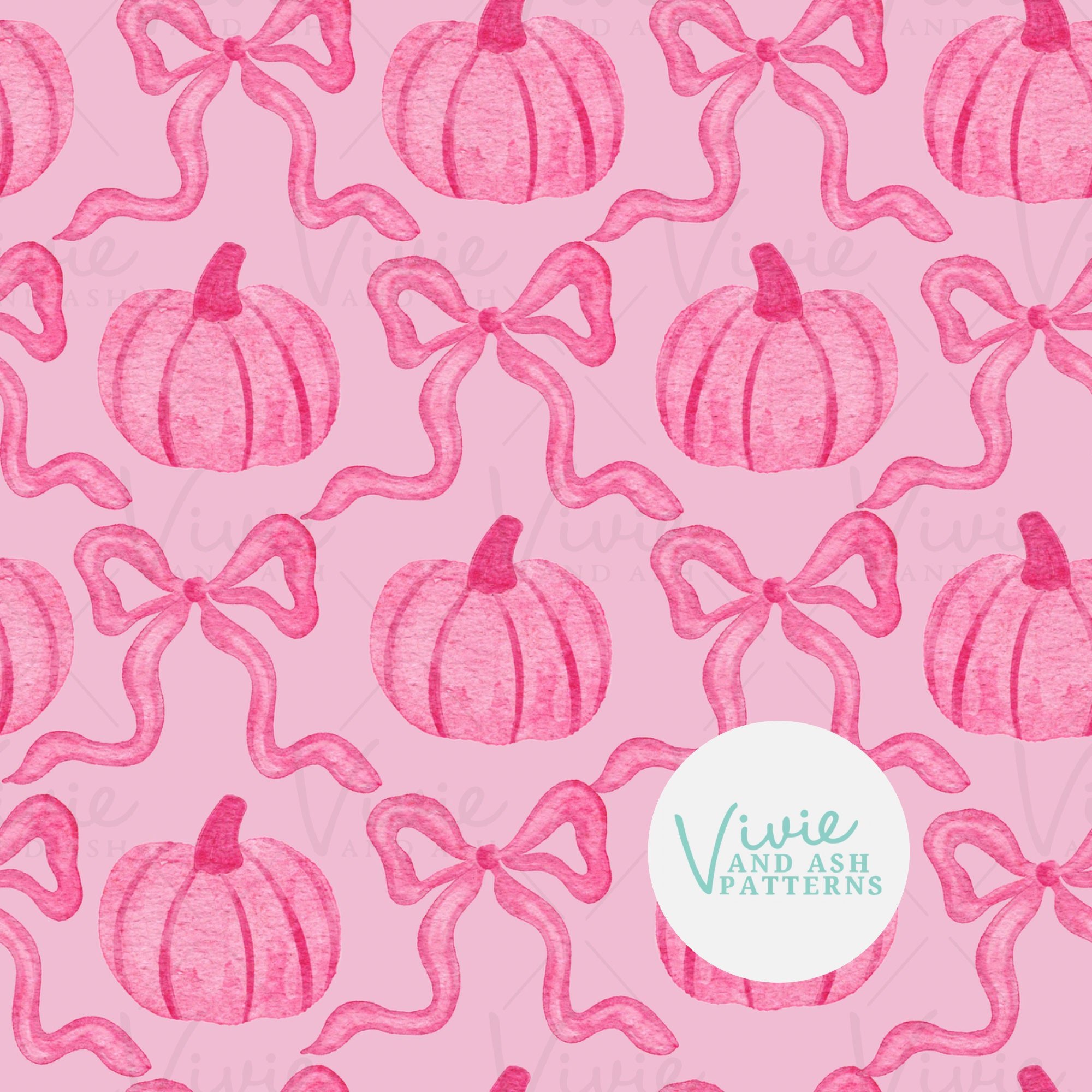 Pink Pumpkins and Bows Halloween Seamless Pattern, Seamless Fall Repeat ...