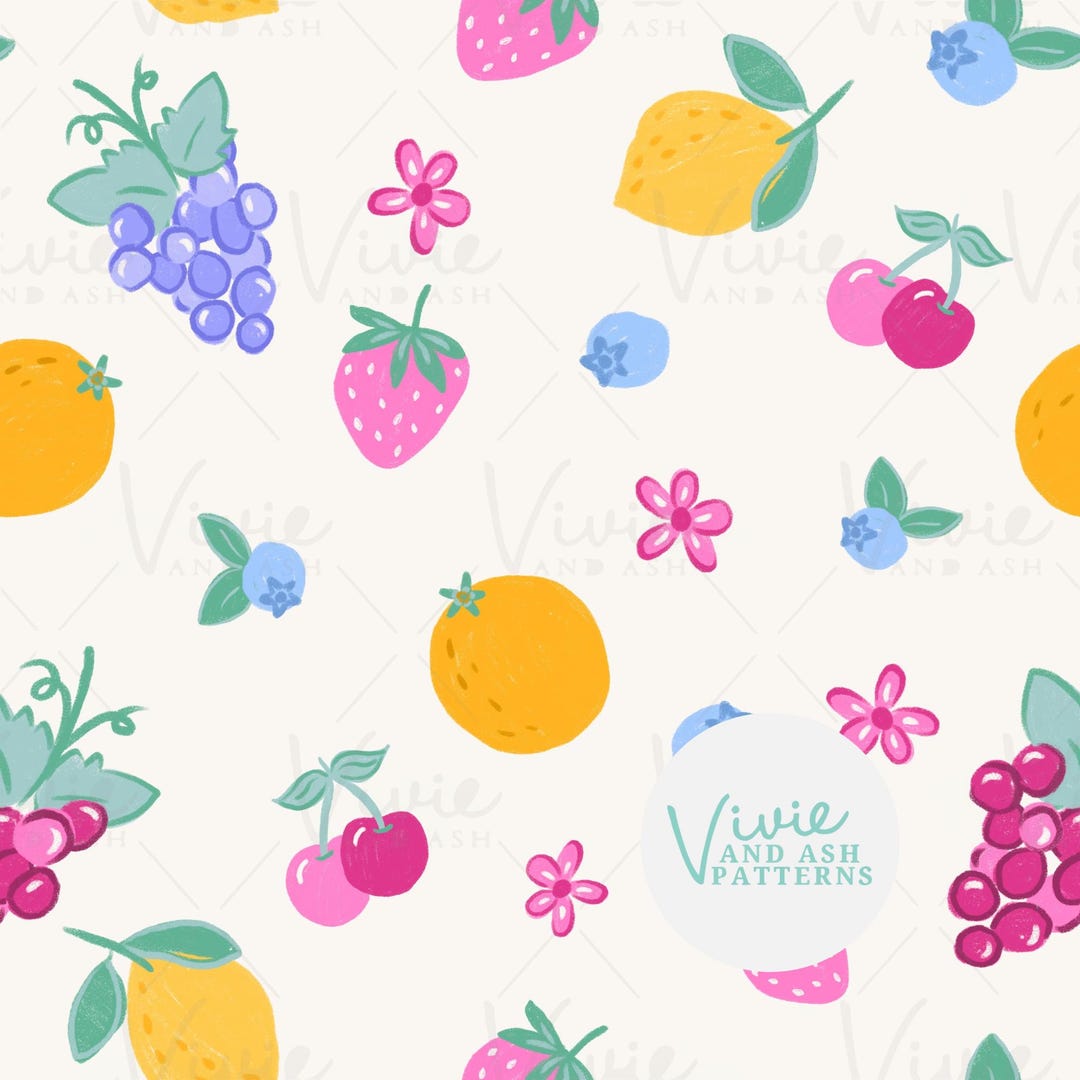 Colorful Summer Fruit Seamless Pattern by Vivieandash: Commercial Use ...