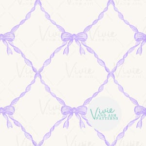Purple Lavender Watercolor Bow Trellis Seamless Repeating Pattern, Bow ...