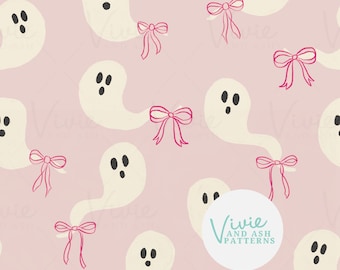 Blue and Green Halloween Seamless Pattern, Cute Ghost, Seamless Fall ...