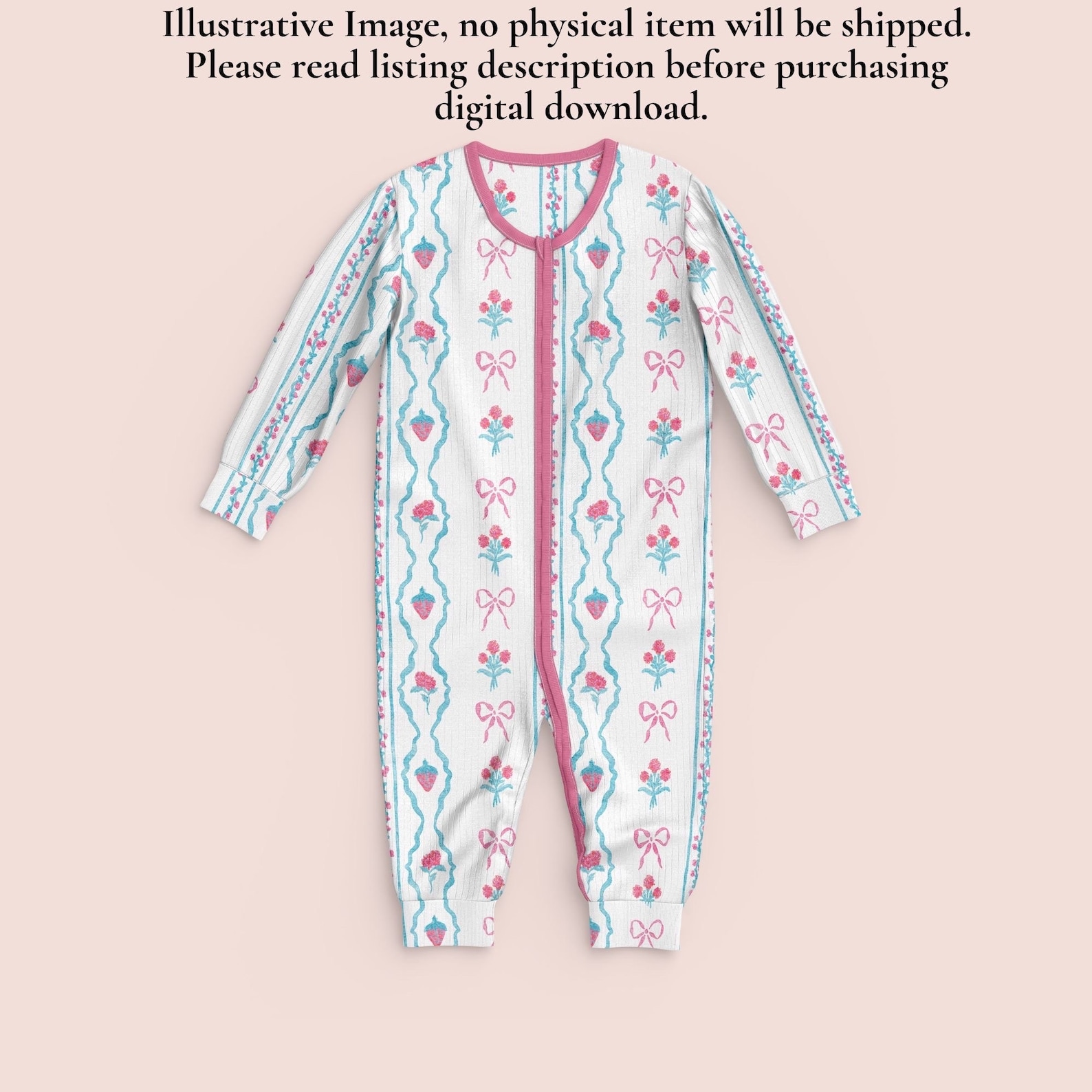 Strawberry Floral Stripe Seamless Repeating Pattern, Bow and Strawberry ...