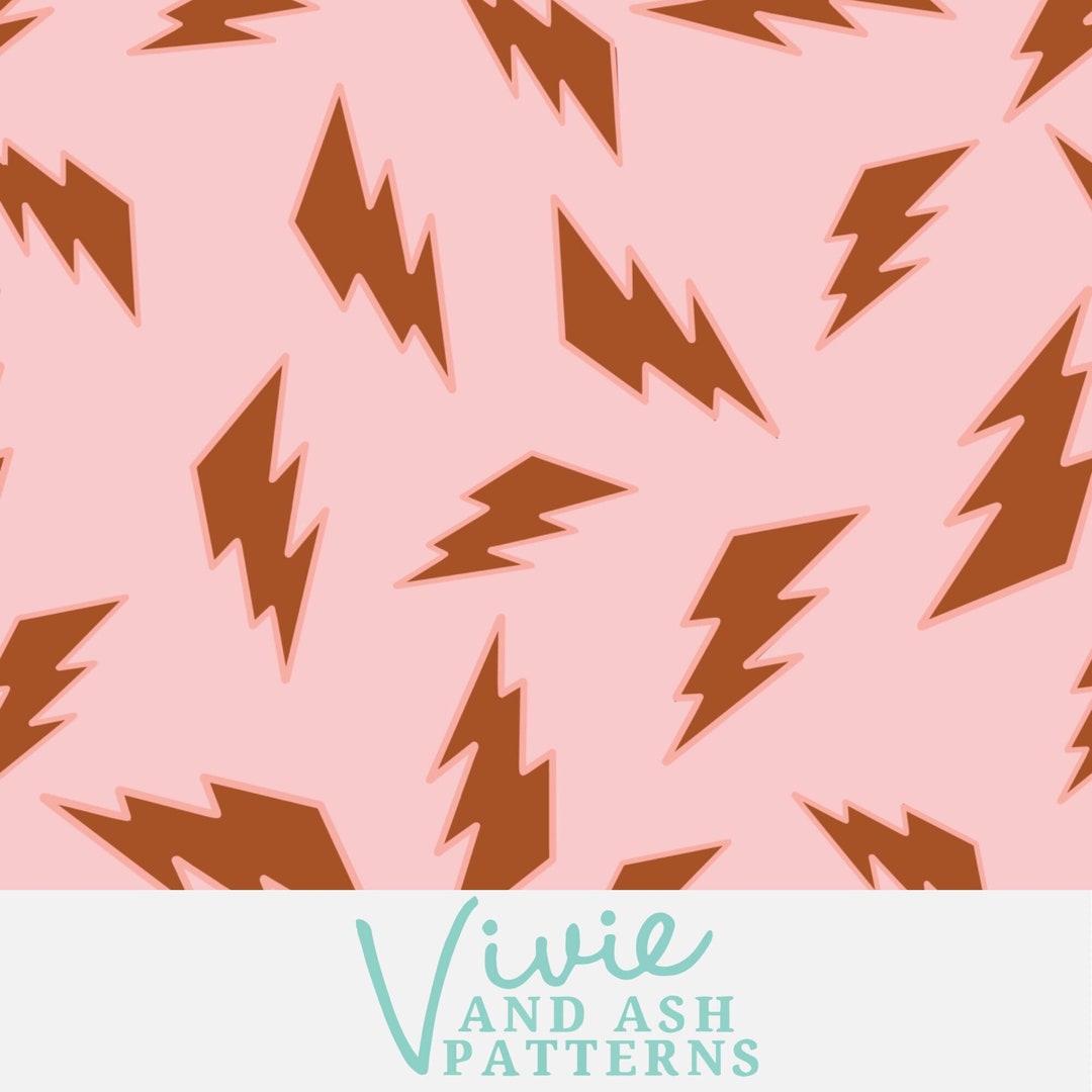 Pink and Rust Lightning Bolts Seamless Repeat Pattern Download - Etsy