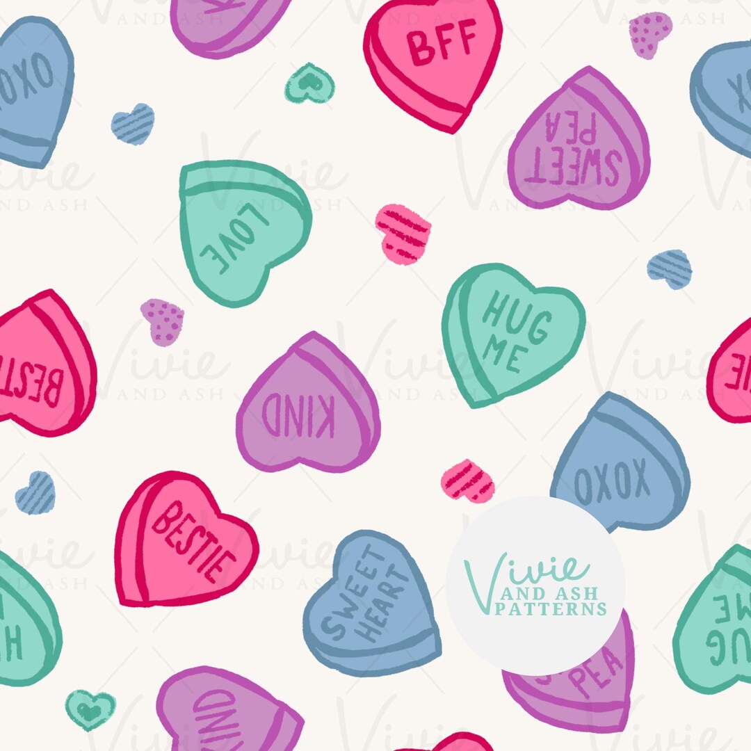 Pink Conversation Heart Valentine Seamless Repeating Pattern, Valentine ...
