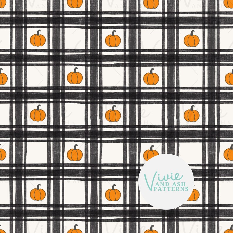 Orange and Black Halloween Pumpkin Gingham Seamless Pattern, Seamless ...