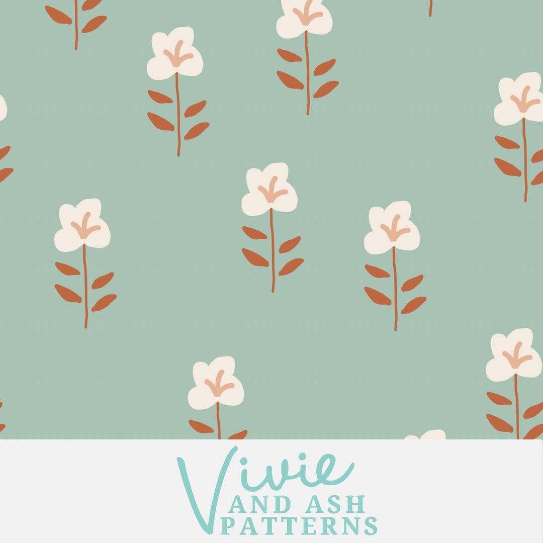 Simple Boho Neutral Muted Green Floral Seamless Repeat Pattern Download ...