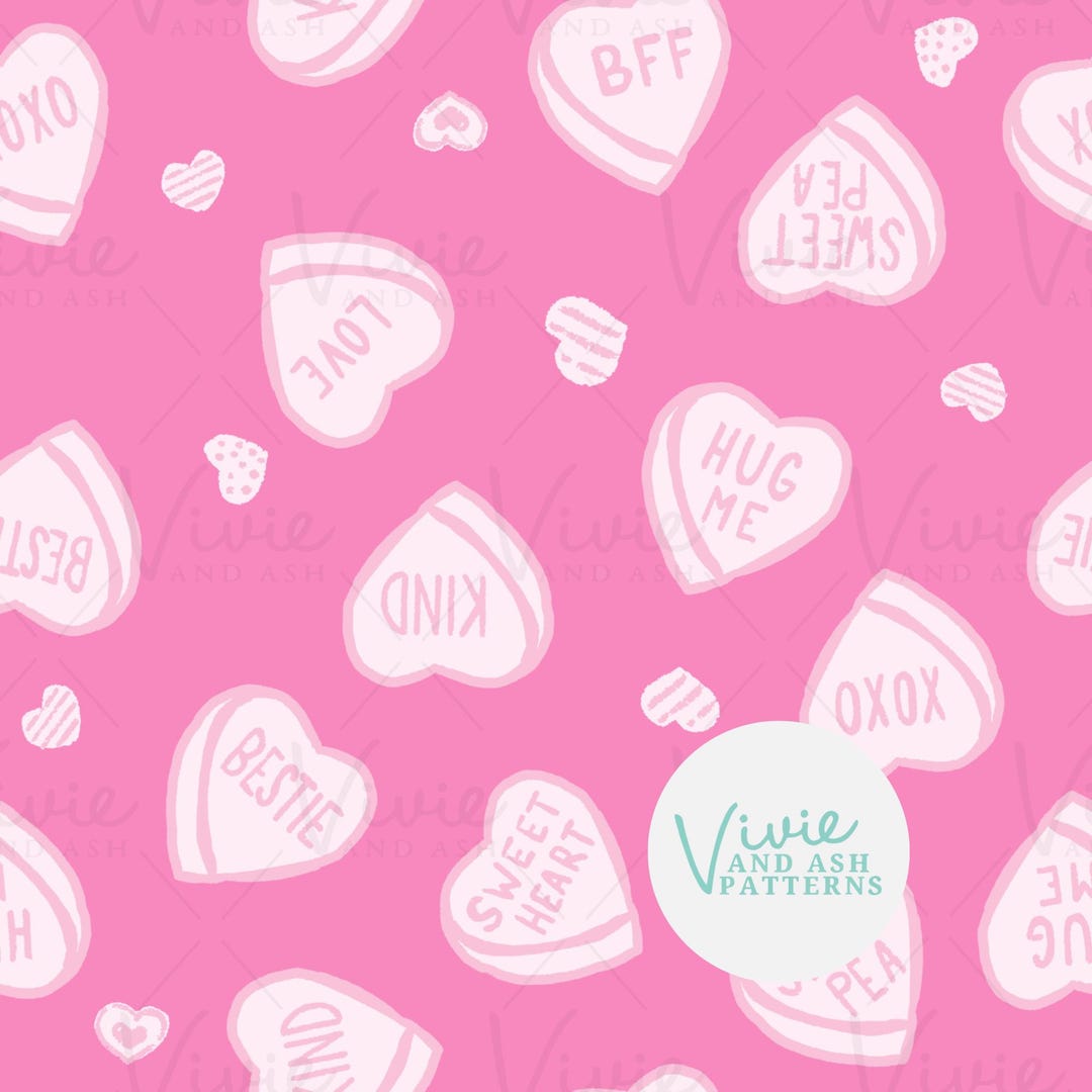 Pink Conversation Heart Valentine Seamless Repeating Pattern, Valentine ...