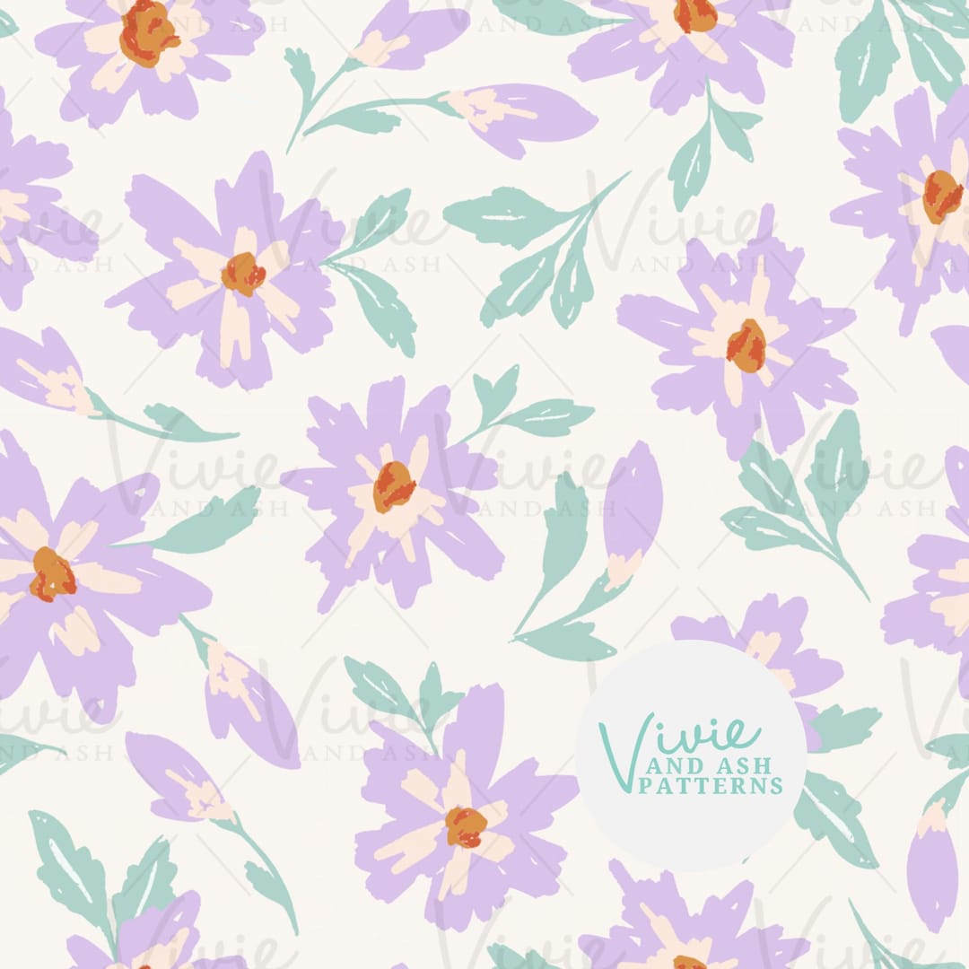 Purple Floral Seamless Repeating Pattern, Spring Seamless Pattern ...