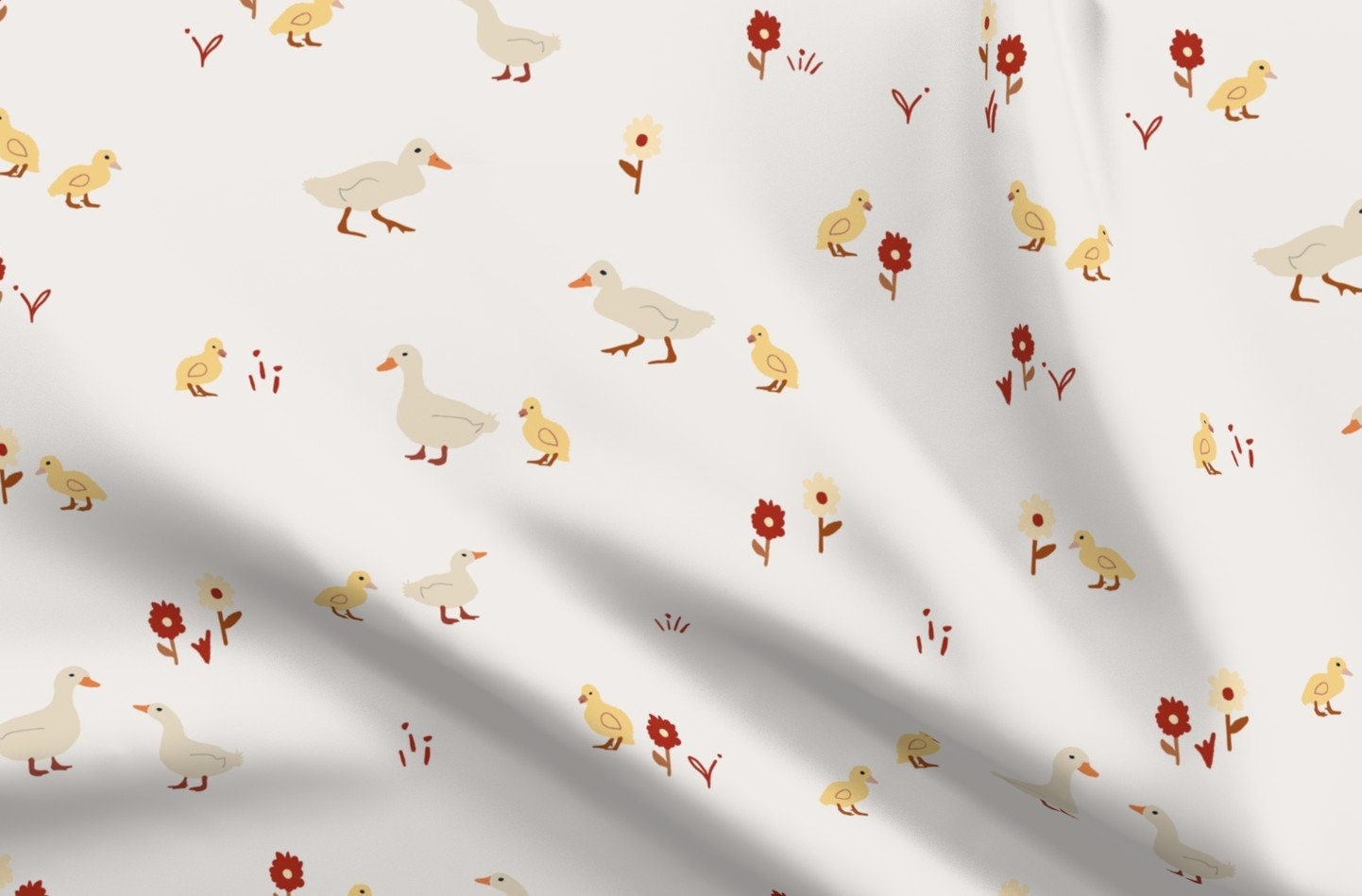 Ducks on Grey Seamless Pattern, Baby Pattern, Minimal Repeat Pattern ...