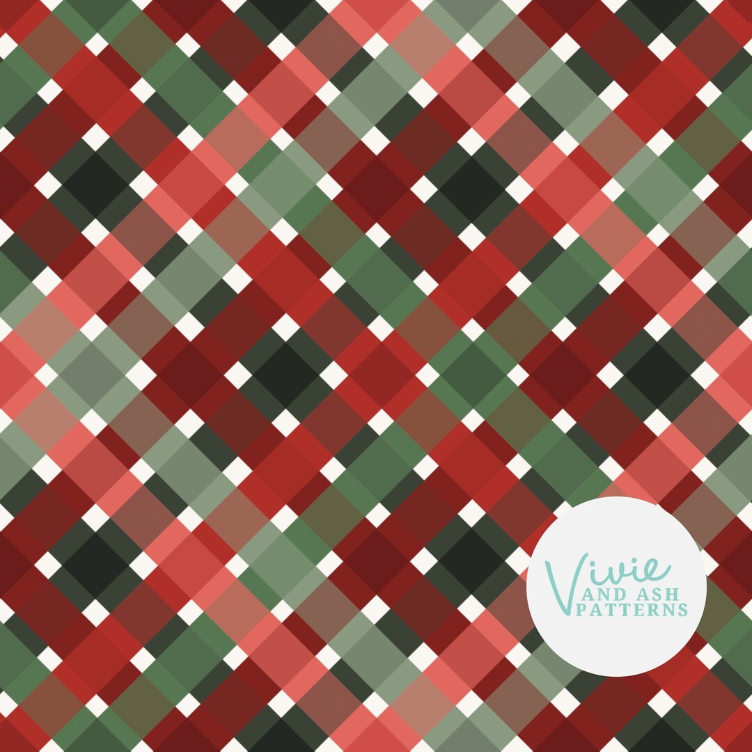Diagonal Christmas Plaid Seamless Repeat File, Red and Green Plaid ...