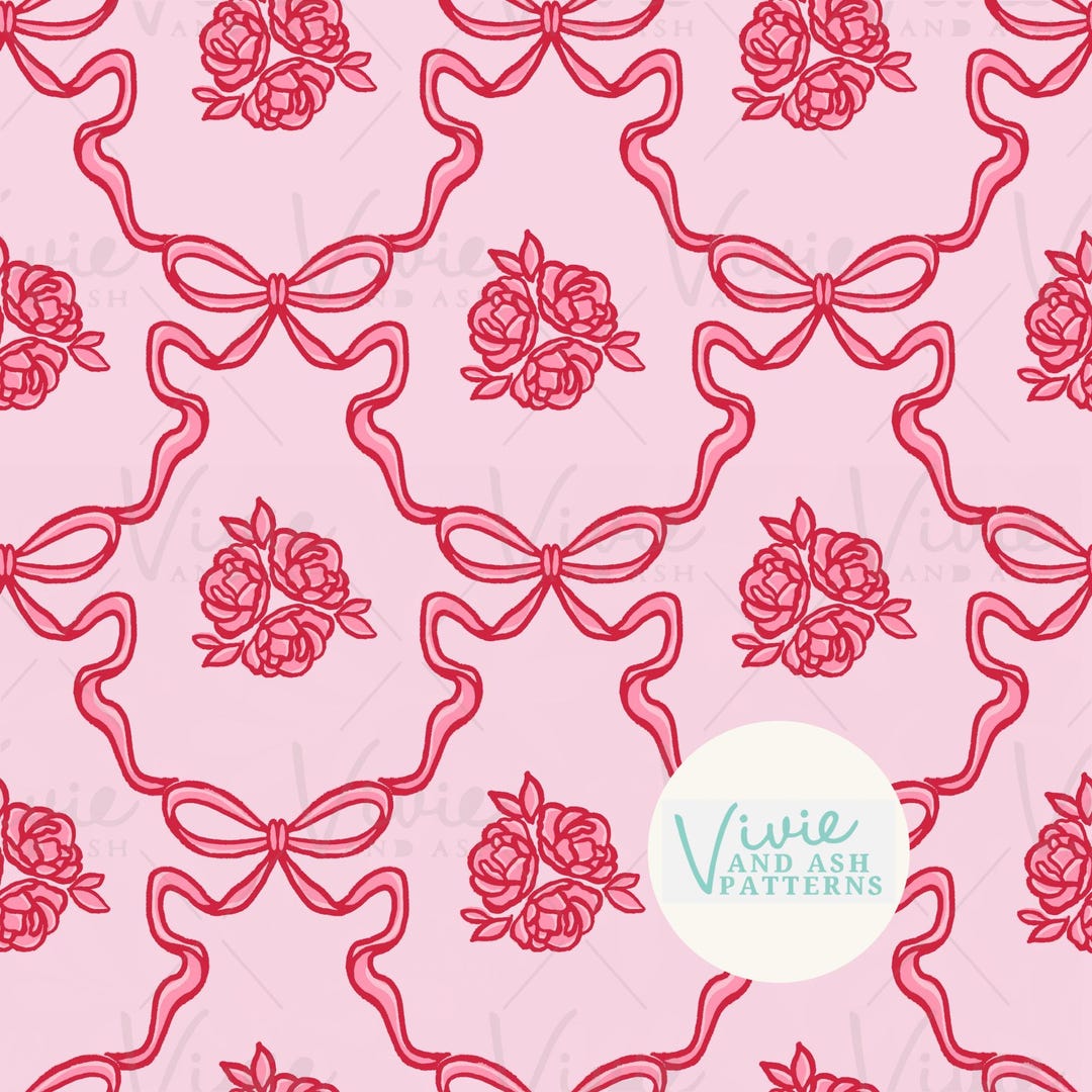 Pink and Red Rose Bow Trellis Seamless Repeating Pattern, Valentine ...