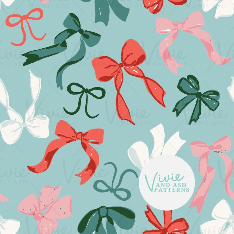 Christmas Bows Seamless Pattern, Red and Green Seamless Repeat ...