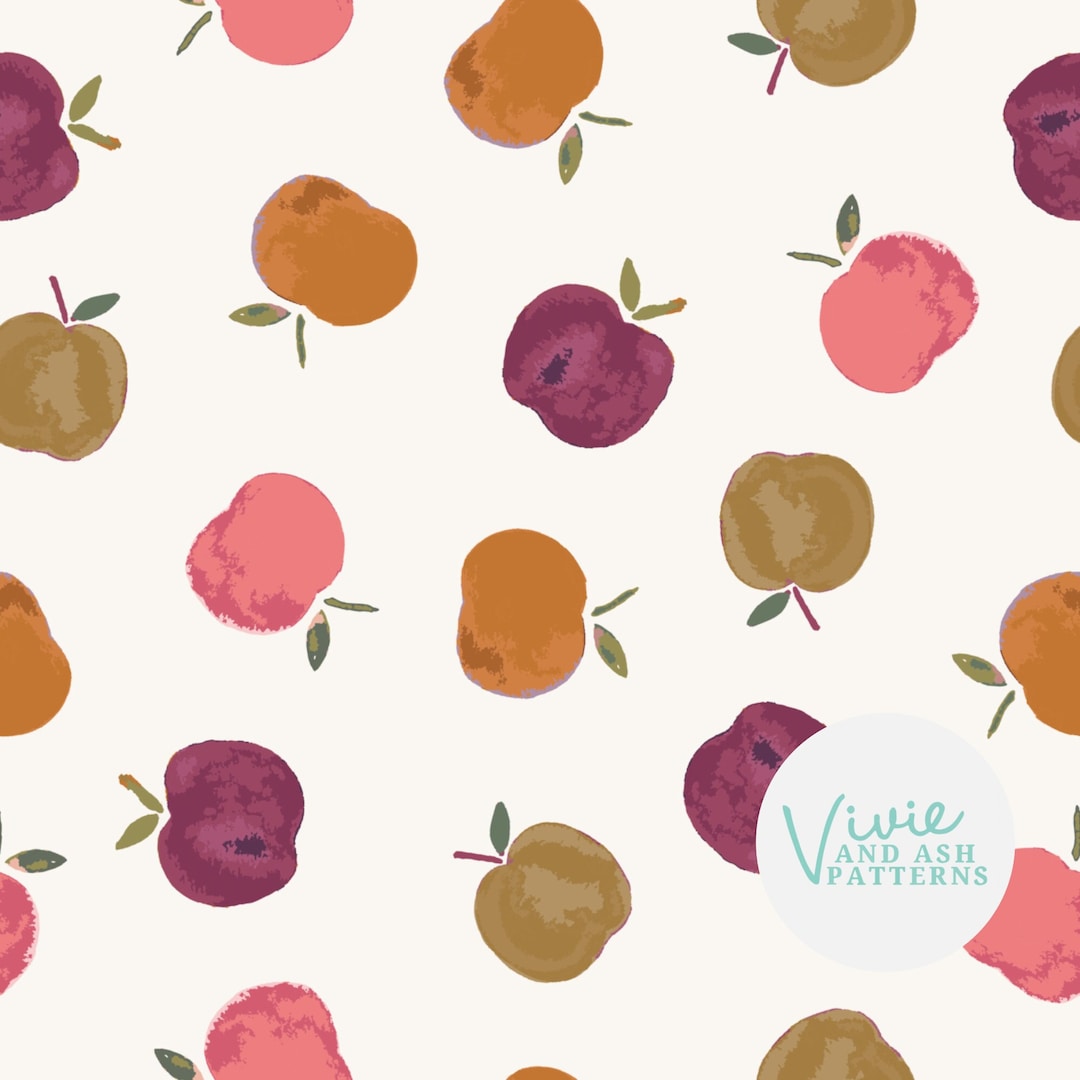 Fall Apple Seamless Pattern, Pink Green and Purple Apple Repeating ...