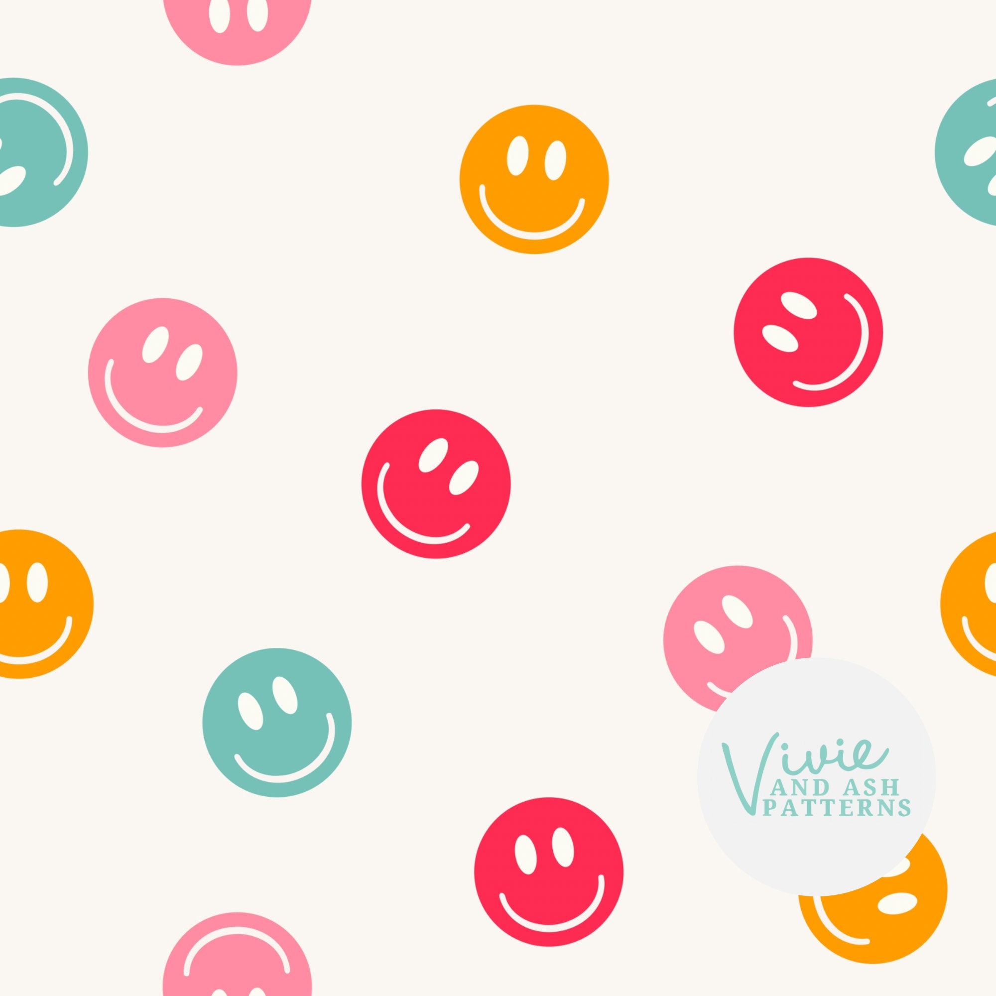 Colorful Smiley Face Seamless Pattern File Bright Summer - Etsy