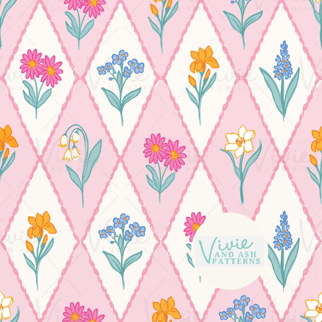 Diamond Wildflower Floral Seamless Repeating Pattern, Floral Seamless ...