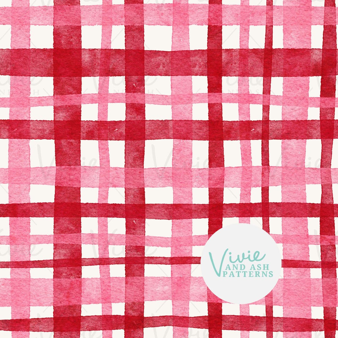 Pink and Red Valentine Watercolor Plaid Seamless Repeating Pattern ...