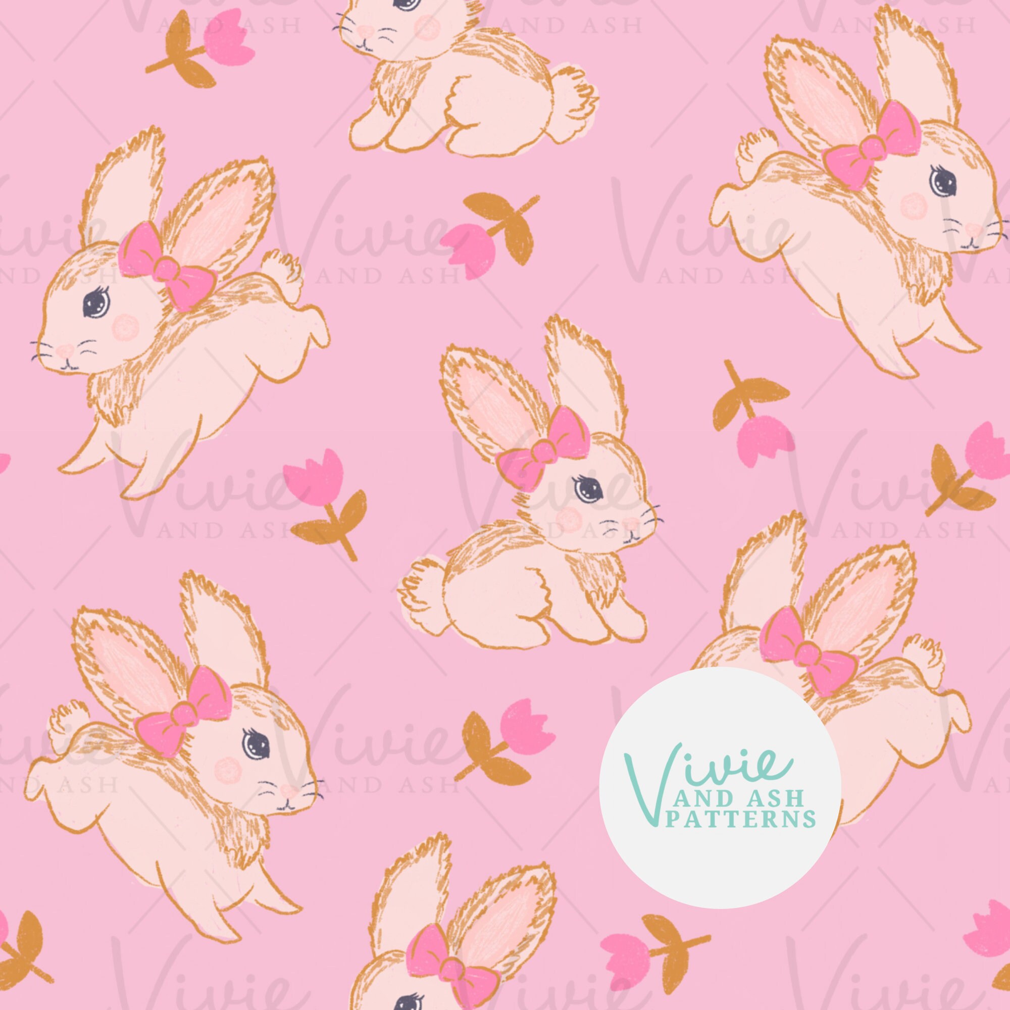 Cute Spring Bunnies Seamless Pattern, Cute Pastel Bunny File, Kids ...