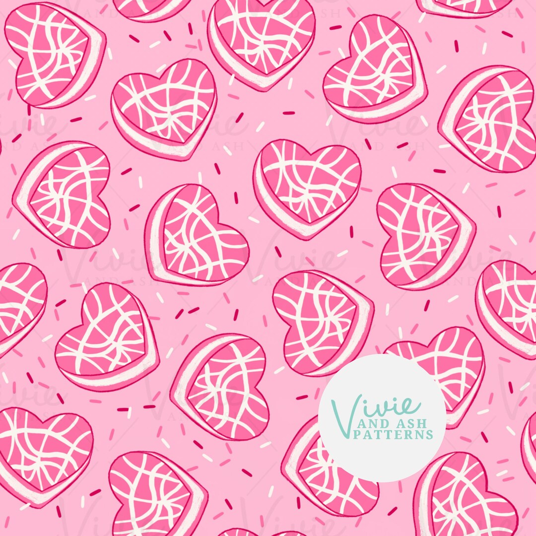 Pink Valentine Heart Cakes Seamless Repeating Pattern, Valentine ...