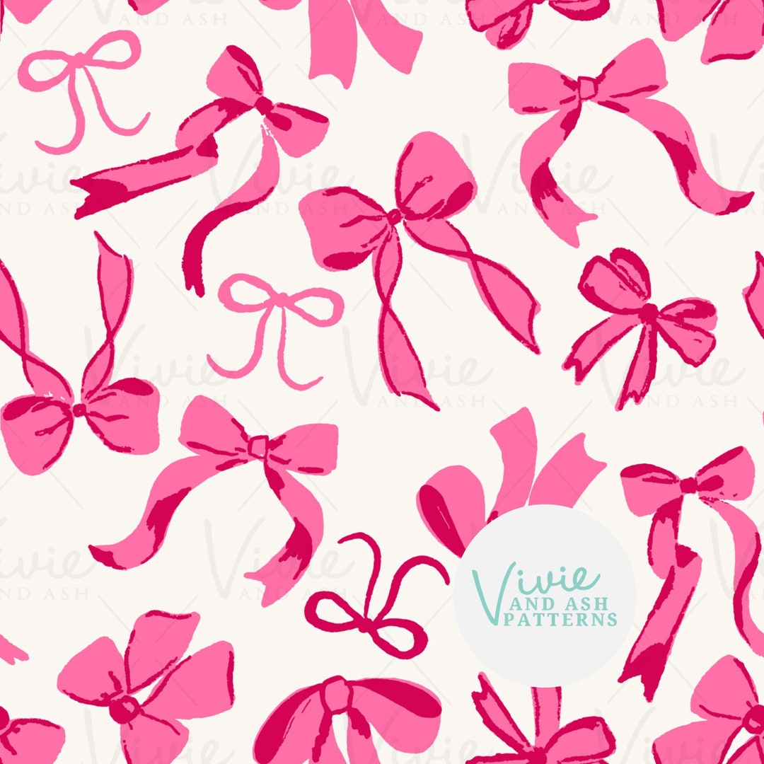 Pink Bows Seamless Repeating Pattern, Bow Pattern File, Digital File ...