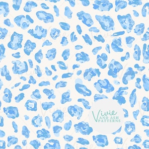 Light Blue Leopard Animal Print Seamless Repeating Pattern, Blue ...