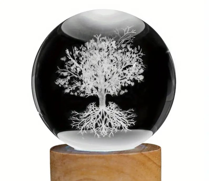 Tree of Life Engraved Crystal 60mm Orb With Light Stand Tree - Etsy