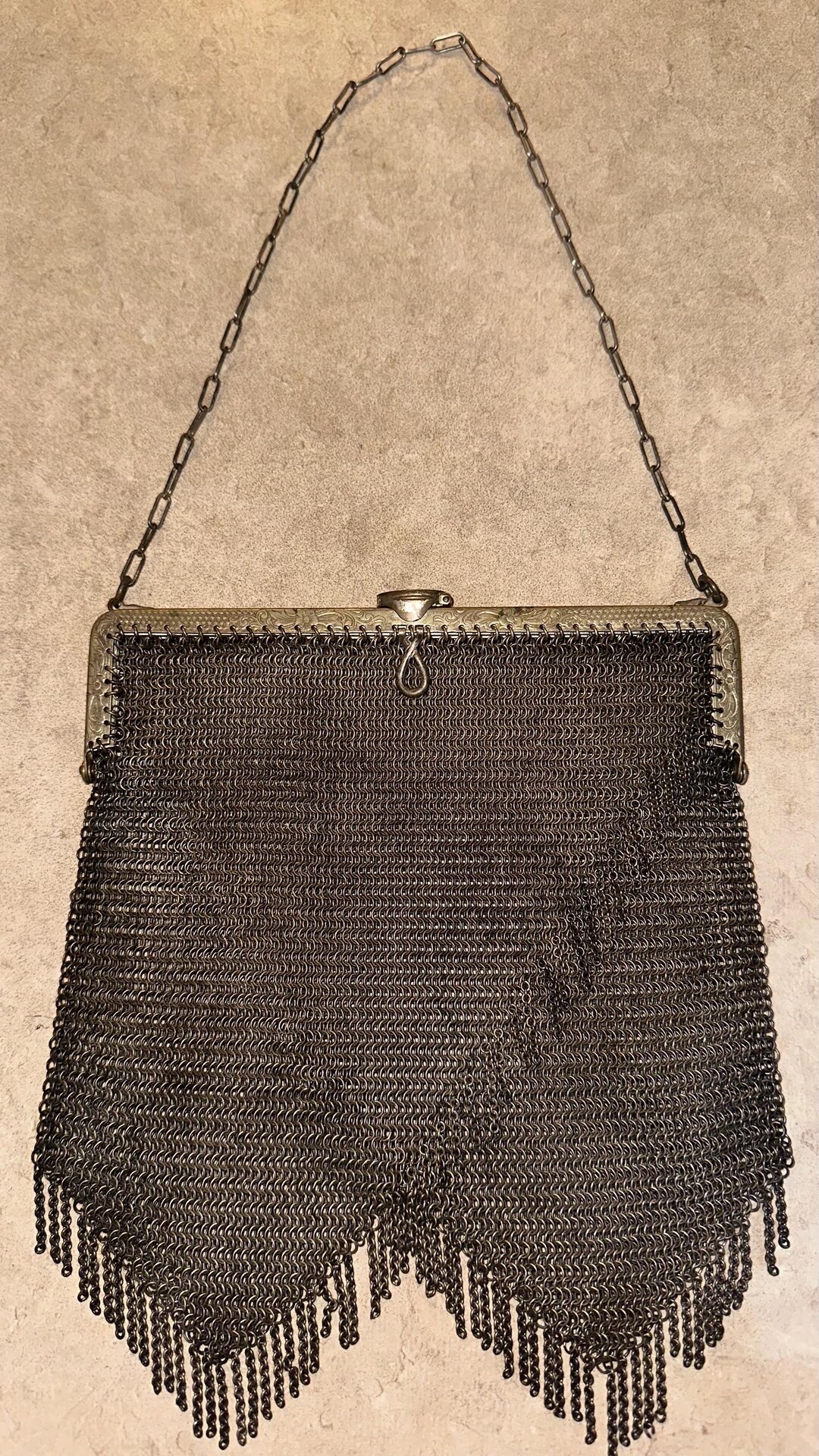 Antique 1920's German Silver Chain Mail Evening Purse/bag Art Deco Rare ...