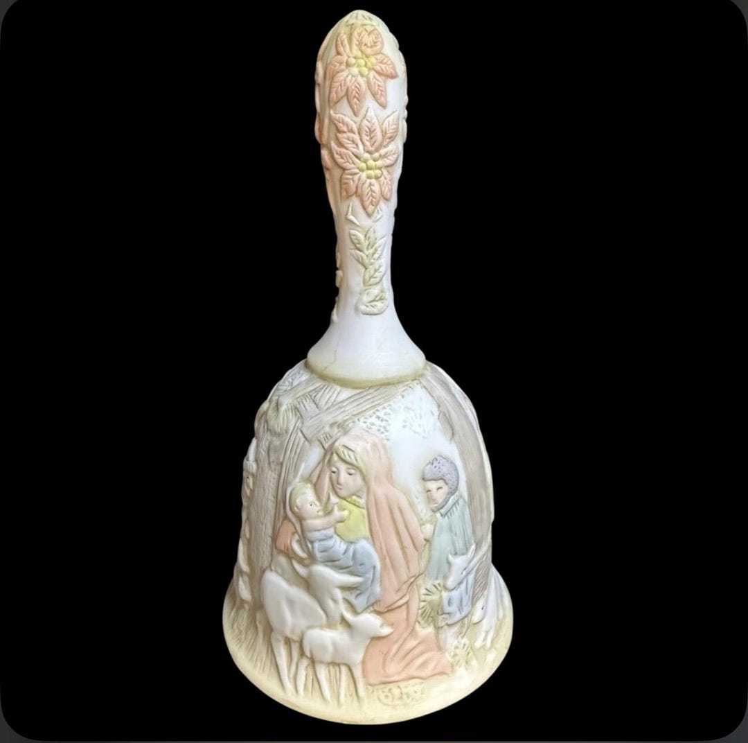 Lefton Christopher Collection 6.75" Come All Ye Faithful Nativity Bell ...
