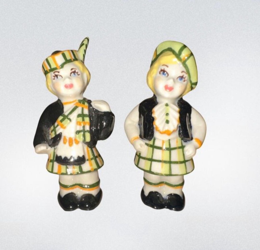 Vintage Scottish Lad & Lassie Kilt Wee Series Ceramic Arts Studio Salt ...
