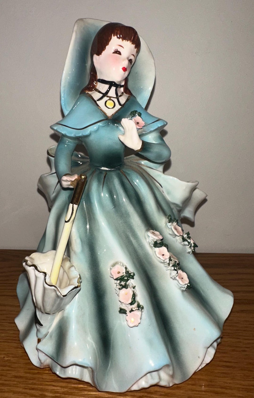 Vintage 1957 Geo Z. Lefton Lady W/ Parasol Planter Vase Figurine #164 ...