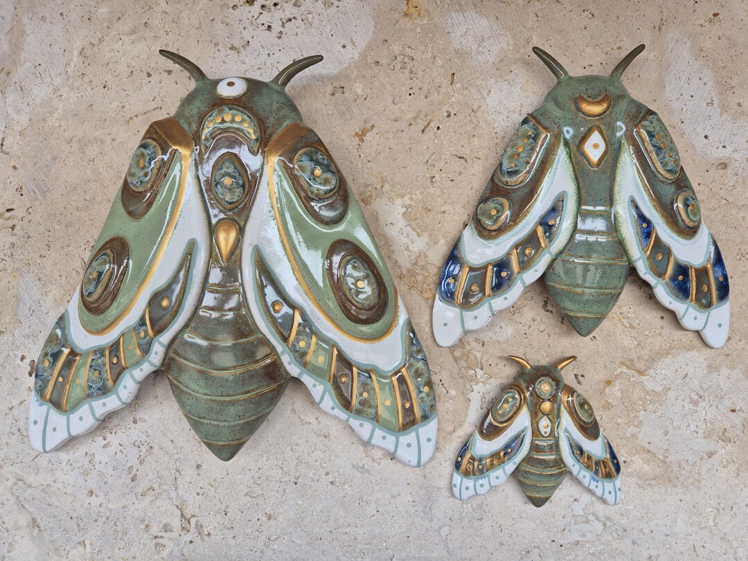 Custom Handmade Decorative Wall Mounted Moth Ceramic Hanging Wall Art ...
