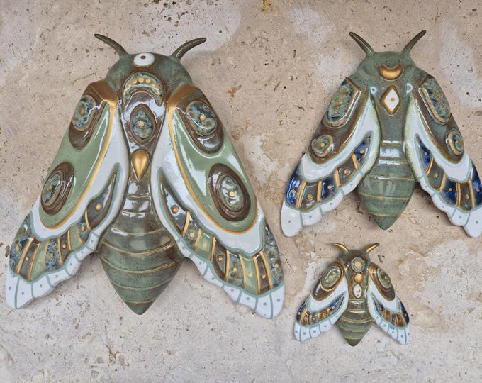 Custom Handmade Decorative Wall Mounted Moth Ceramic Hanging Wall Art ...