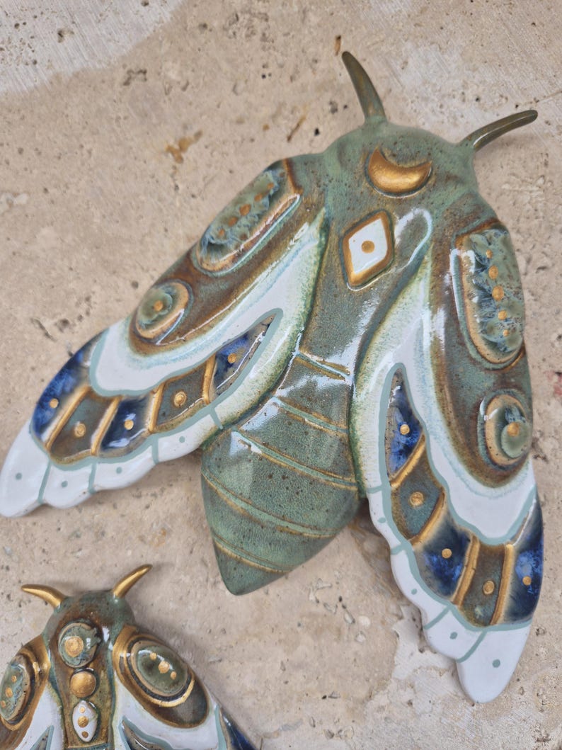 Custom Handmade Decorative Wall Mounted Moth Ceramic Hanging Wall Art ...
