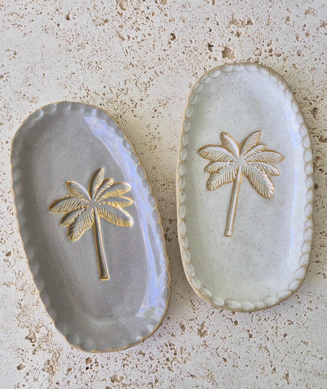 Palm Tree Leaf Dish Plate for Jewelry Storage Display Gold Tropical ...