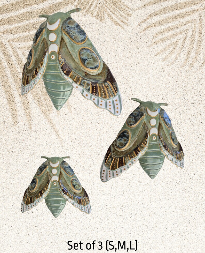 Custom Handmade Decorative Wall Mounted Moth Ceramic Hanging Wall Art ...