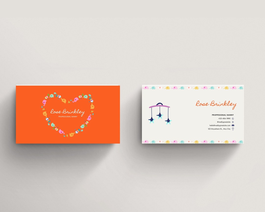 NANNY Business Cards Instant Download, Printable, Textable Nannies ...