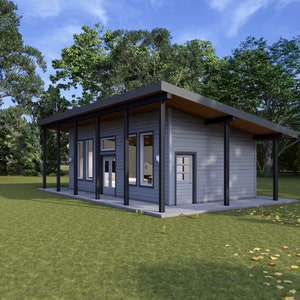 32' X 16' One Bedroom Tiny House | Cabin - PDF Architectural Plan With ...