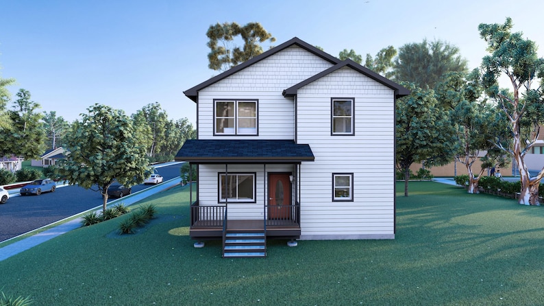 Two Story House Plan: 3 Bedroom With Home Office (PDF Architectural ...