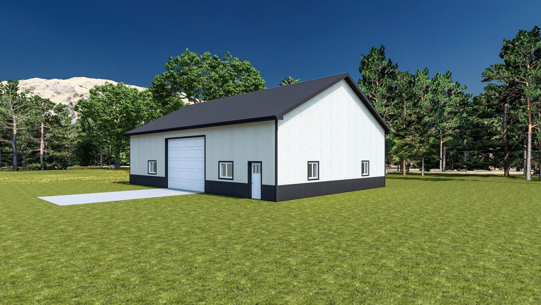 40' X 56' Post Frame Garage | Pole Framing - PDF Architectural Plan ...