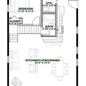 26' X 36' One Bedroom Cabin With Loft - PDF Architectural Plan With Materials List - Etsy