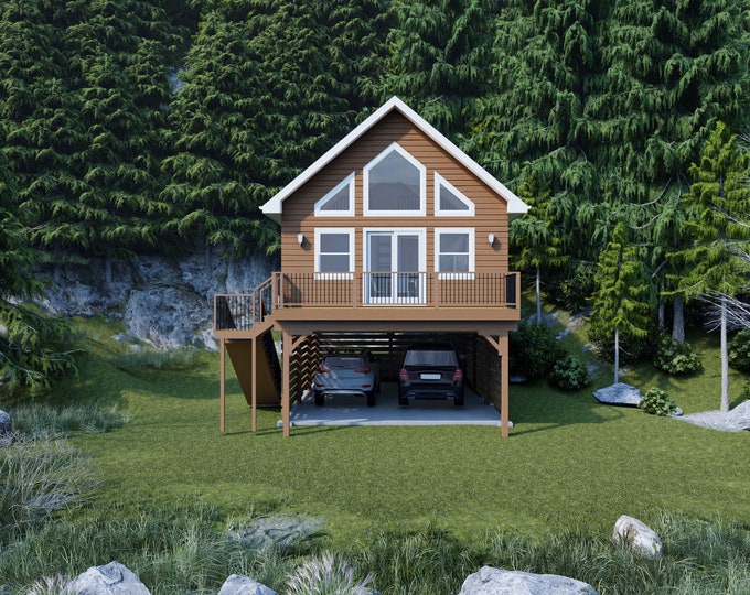 24' X 28' Honey Creek Cabin Architectural Plans - Custom 850SF Modern ...