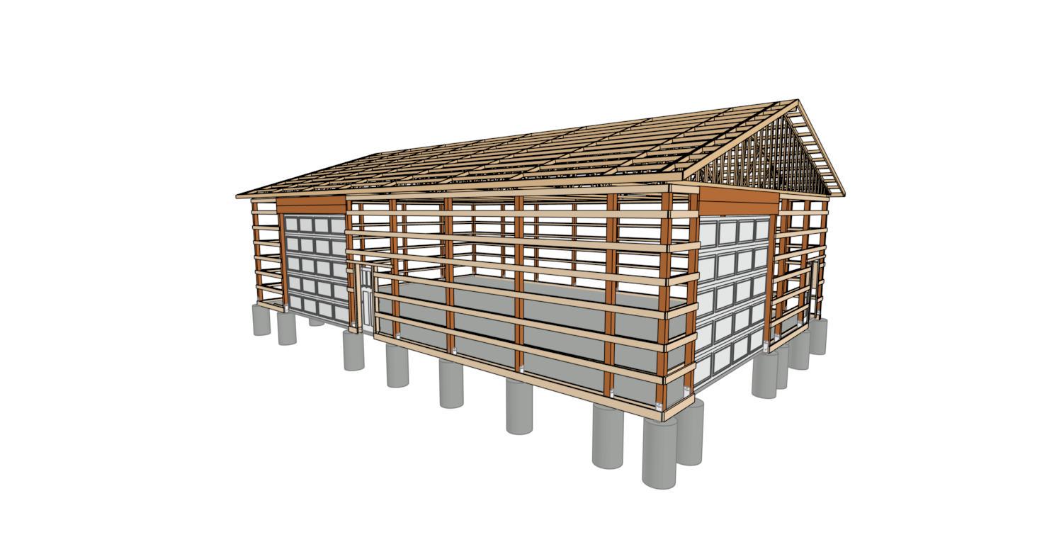 40' X 60' Post Frame Garage | Pole Framing - PDF Architectural Plan ...