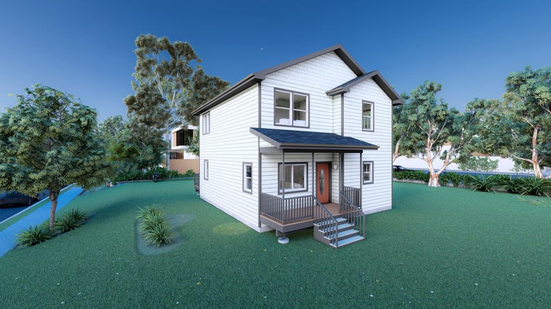 Two Story House Plan: 3 Bedroom With Home Office (PDF Architectural ...