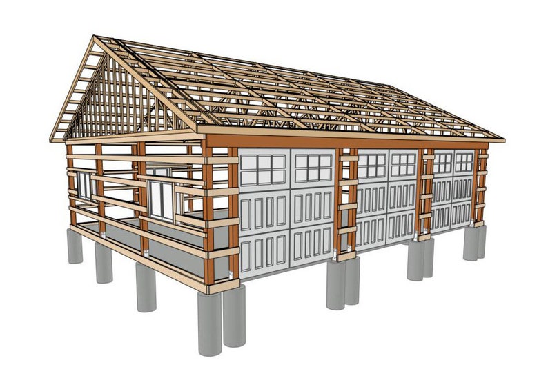 Three Car Garage Plan: 40' X 30' Post Frame (PDF Architectural Plan) - Etsy